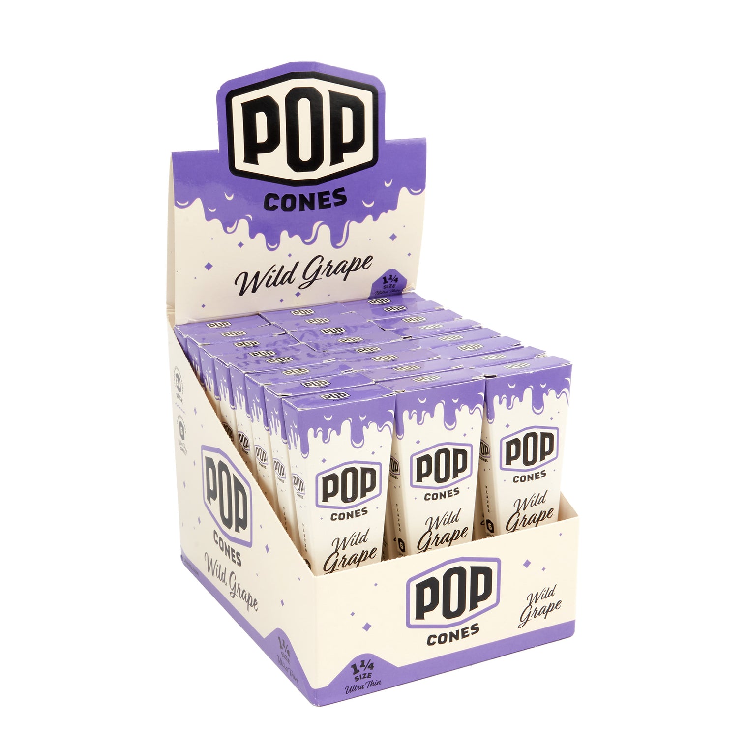 Pop Cones 1 ¼ Size 6pk Pre-Rolled Cones with Flavor Tip 24ct Display ...