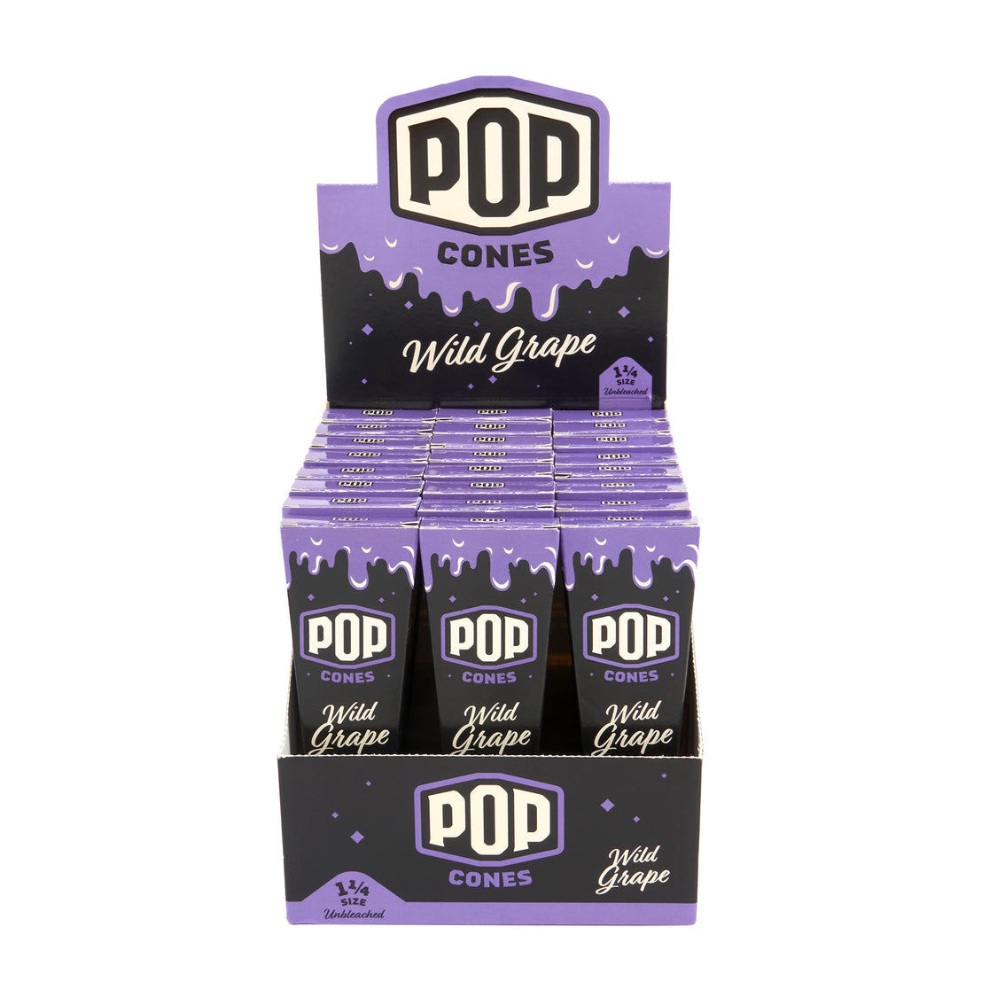 Pop Cones 1 ¼ Size 6pk Pre-Rolled Cones with Flavor Tip 24ct Display ...