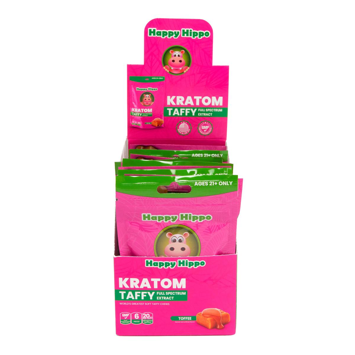 Wholesale Happy Hippo Kratom Taffy – 12ct | Cannatron